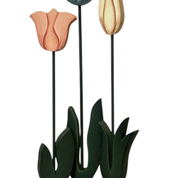 Wall Decor | Vintage Folk Art Painted Wooden Tulips Wall Hanging | Poshmark